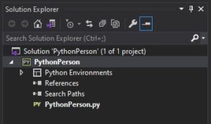 Creating a Python project in Visual Studio – Programming pages